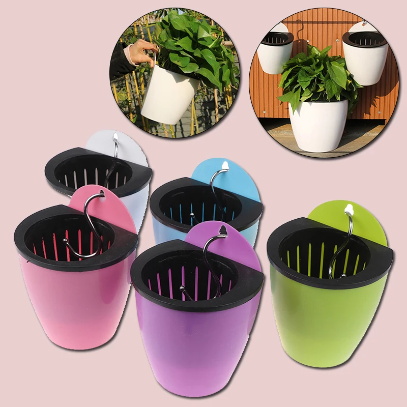 1set-Wall-mounted-Flower-Pot-Automatic-Water-absorbing-Colorful-Plastic ...