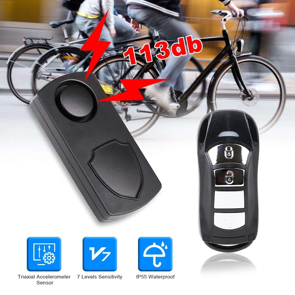 Wireless-Bicycle-Vibration-Alarm-Remote-Control-Waterproof-Electric ...