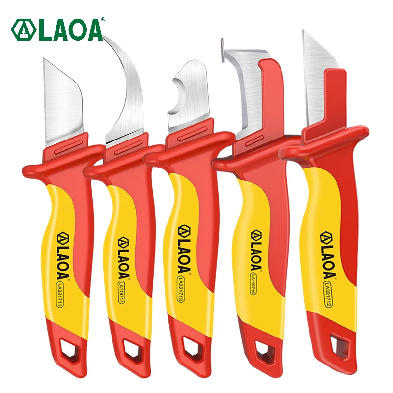 Laoa 전기 기사 나이프 절연 케이블 스트리핑 자르기 직선 곡선 후크 고정 블레이드 와이어 스트리퍼 필링 전기 기사 도구
