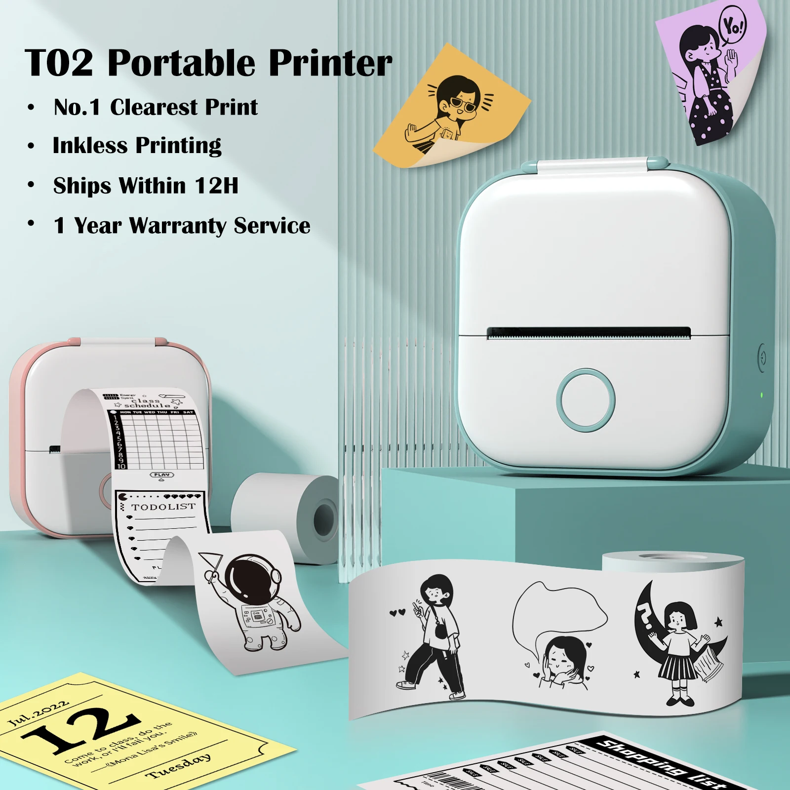 mini impresora termica Phomemo Mini impresora portátil T02, máquina de ...