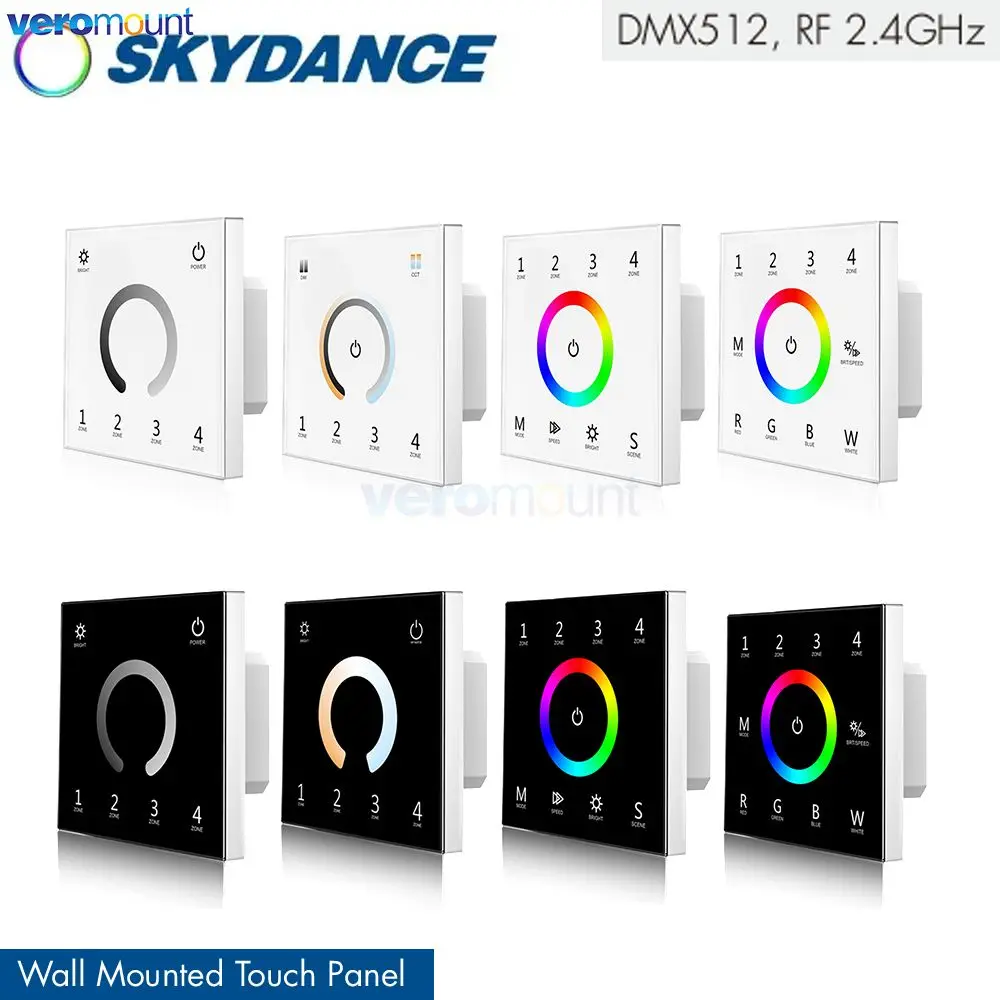 DMX512 Master Touch Panel Glass Wall Mounted RF 2.4G Controller Dimmer ...