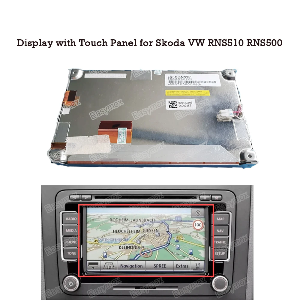 Display-with-Touch-Panel-for-VW-Volkswagen-Skoda-RNS510-RNS500-MFD3 ...