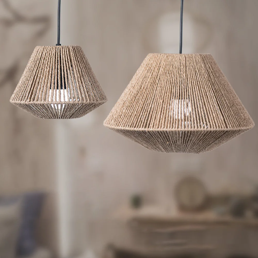 1pc-Rattan-Lamp-Geometric-Shade-Light-Cover-Chandelier-Hanging-Wicker ...