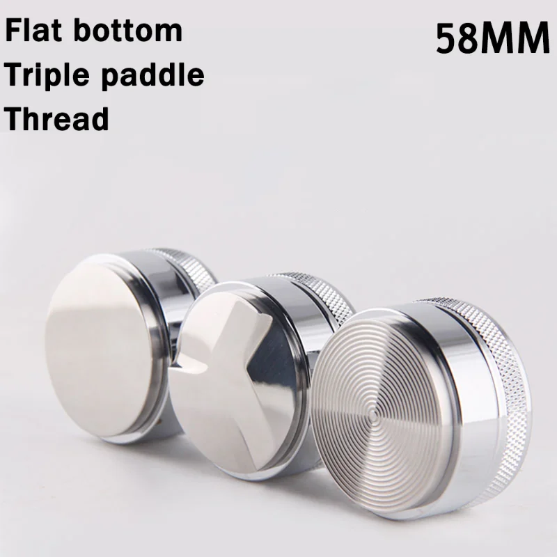 58mm 스테인레스 스틸 커피 탬퍼 마카롱 스레드 커피 탬퍼 3 펄프 커피 디스트리뷰터 에스프레소 탬퍼 커피 도구 에스프레소