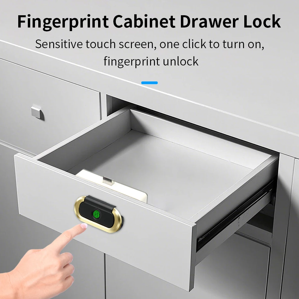 Fingerprint Smart Drawer Cabinet Lock Invisible Keyless Unlock ...