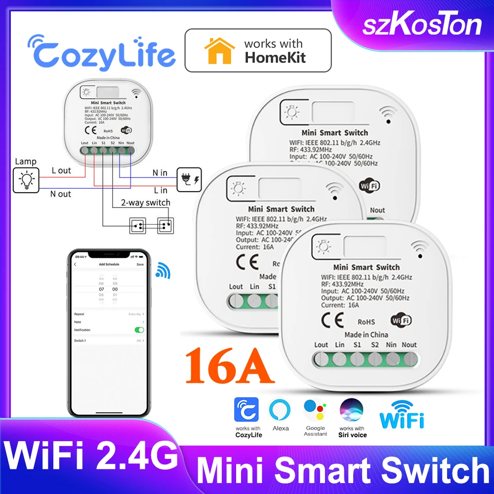 For-HomeKit-WiFi-RF433-Mini-Smart-Switch-2-Way-Control-Light-Switches ...