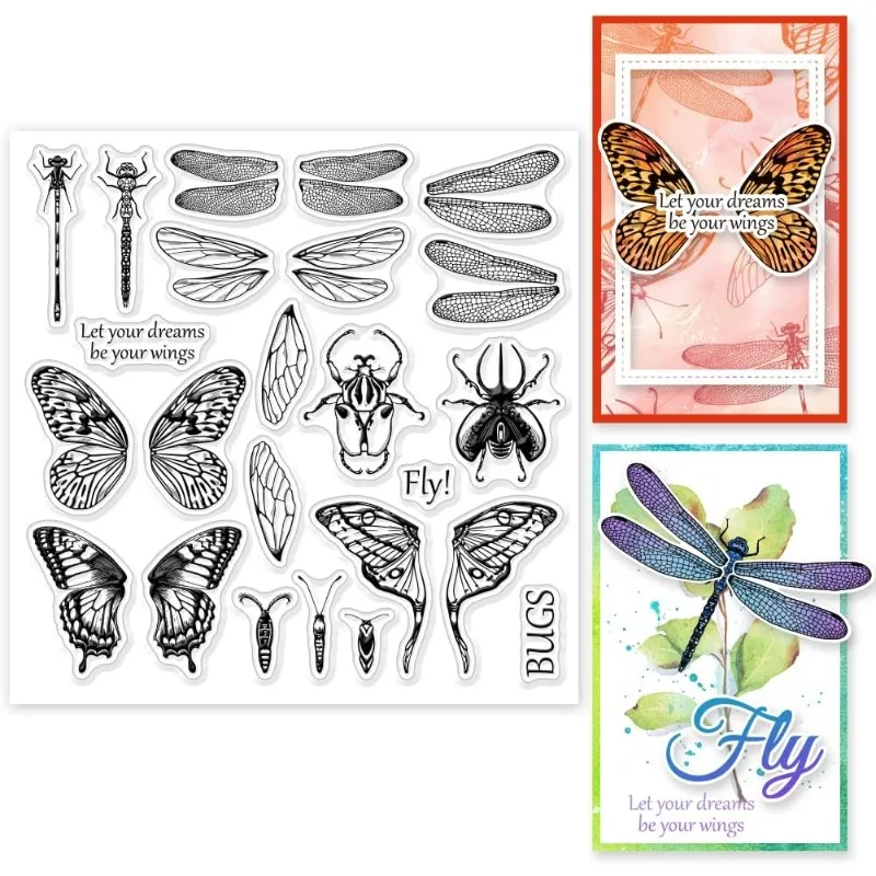 1Sheet Insect Butterfly Dragonfly Clear Stamps for DIY Scrapbooking ...