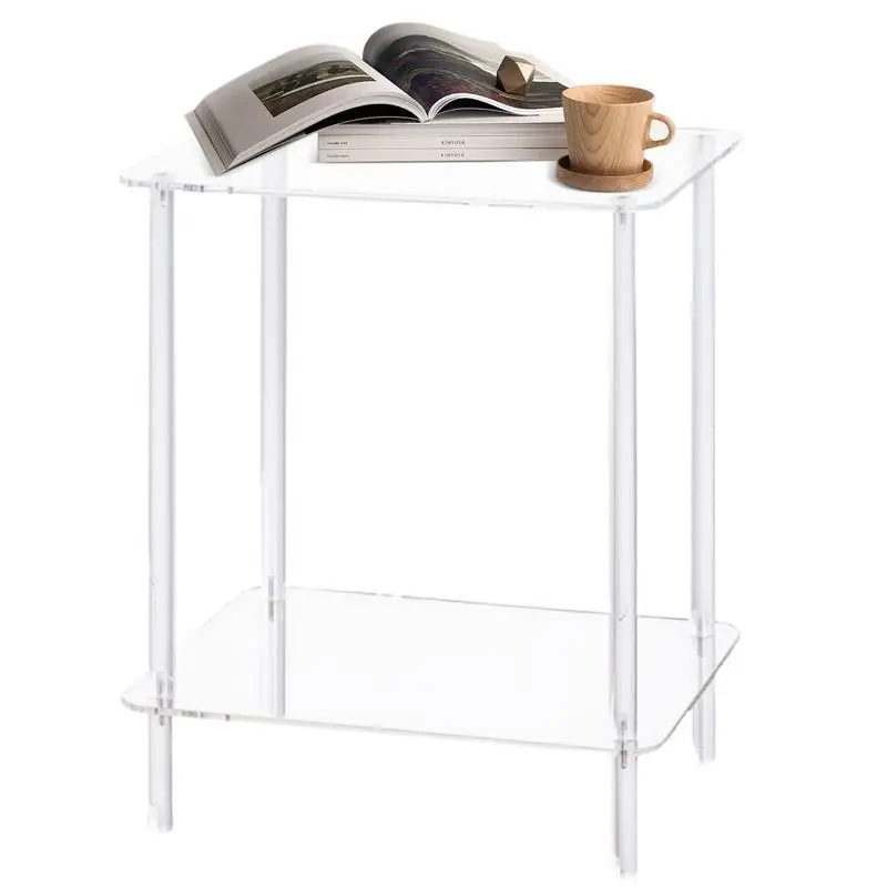Acrylic-Drink-Table-2-tier-Clear-Transparent-Square-End-Table-For ...