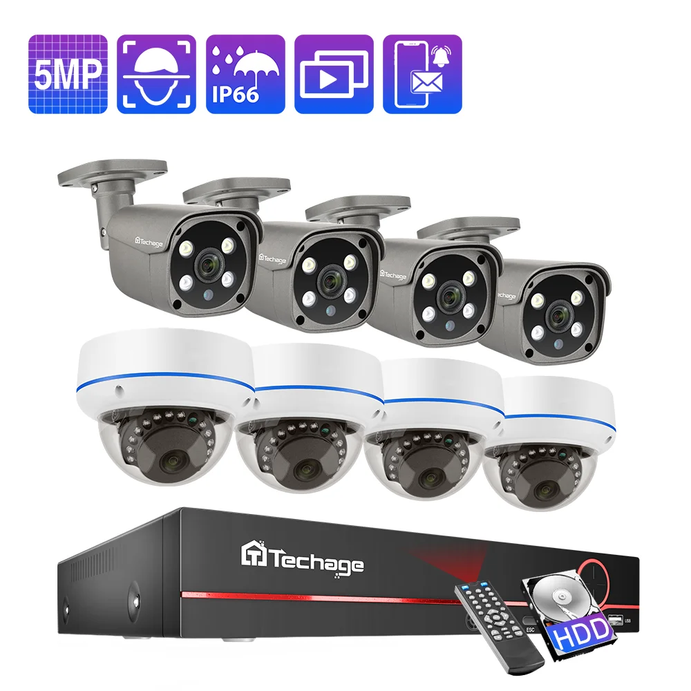 Techage-H-265-8CH-5MP-POE-Camera-System-Smart-AI-Face-Human-Detected ...