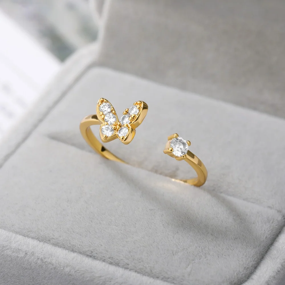 RoRo-New-Arrival-Zircon-Butterfly-Open-Ring-Ladies-Adjustable-Ring ...