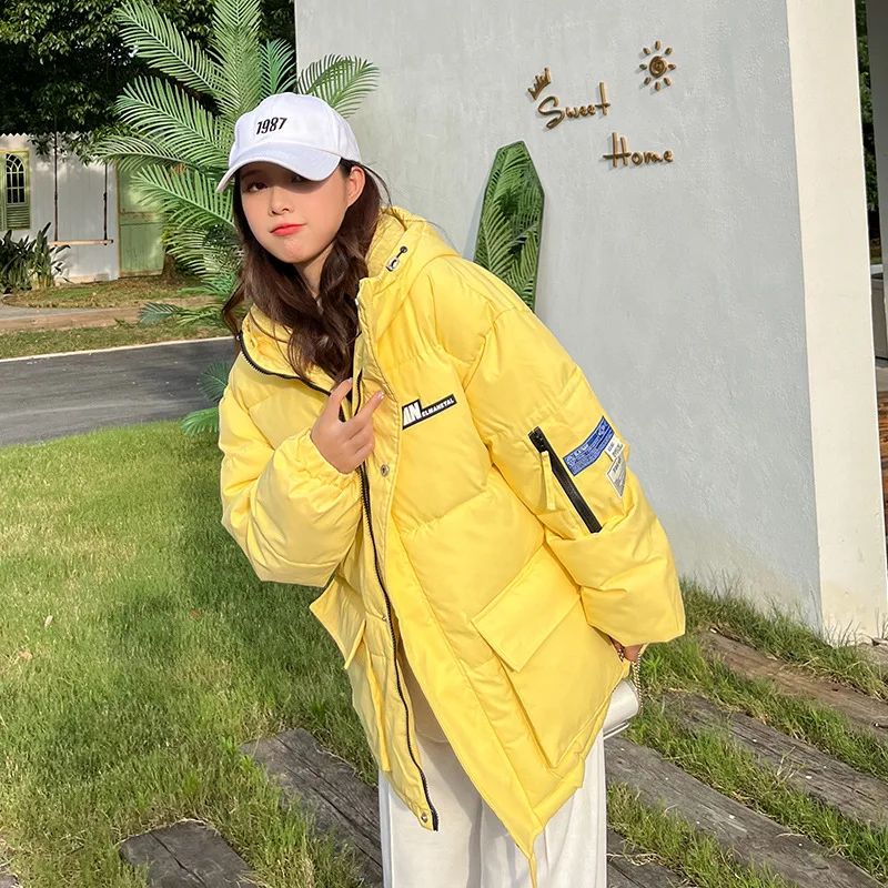 2022 Winter Women Parkas Hooded Coat Oversize Zip Up Down Cotton Jacket Harajuku Korean Fashion ...