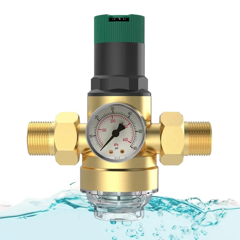 Pressure-Regulator-Water-3-4-Inch-With-Pressure-Gauge-And-Screen-Filter ...