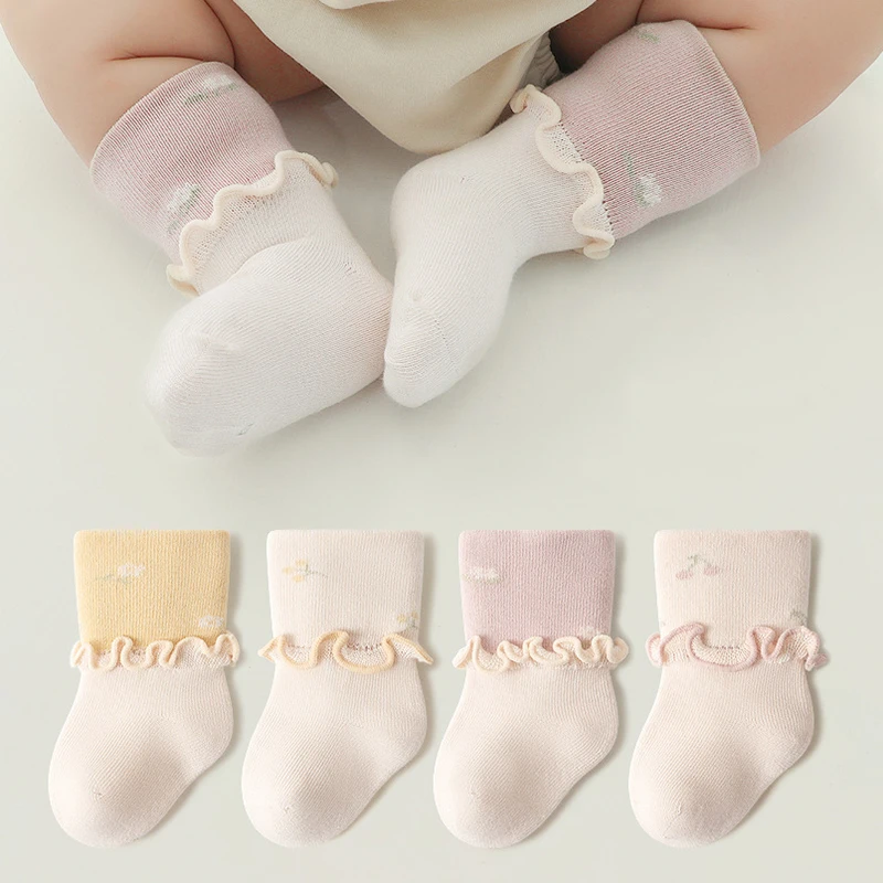 Newborn-Infants-Frilly-Socks-Soft-Girls-Cotton-Sock-For-Kids-Flower ...
