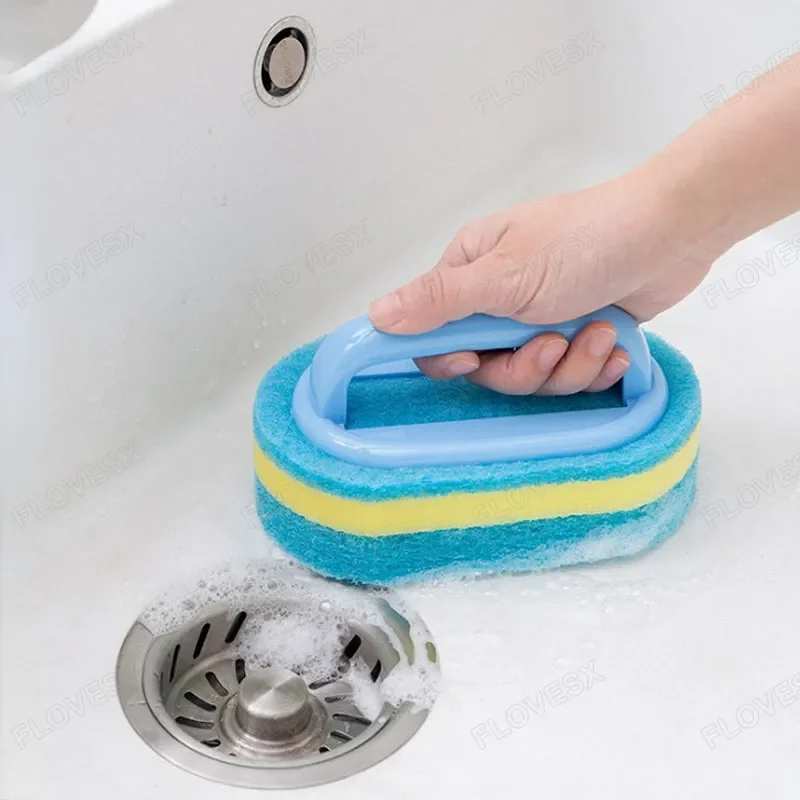 Kitchen-Sponge-Household-Cleaning-Brush-Wipe-with-Handle-Bathroom-Tile ...