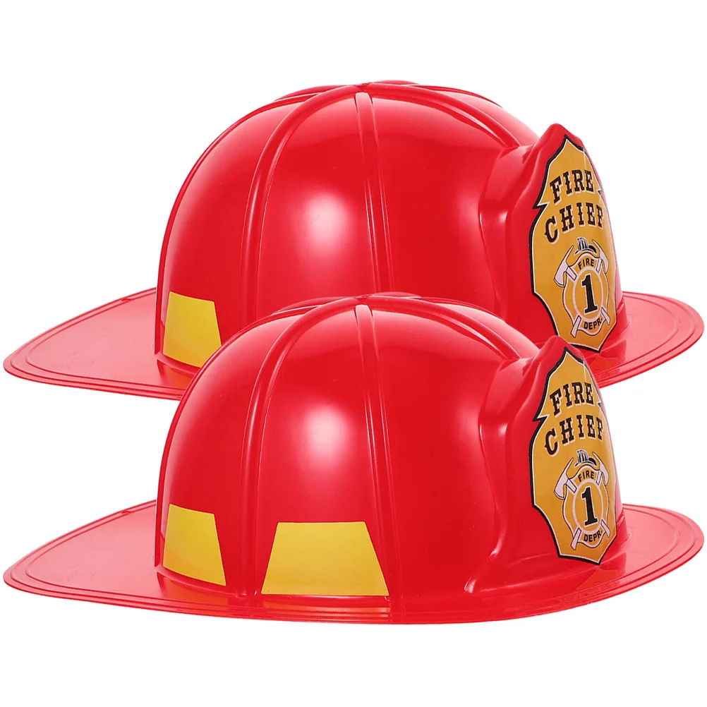 2 Pcs Role Playing Game Red Fireman Hat Hard Plastic Cosplay Gift ...