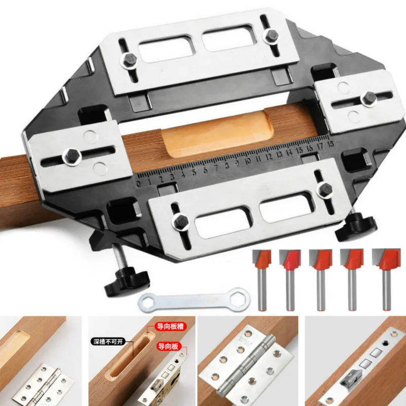 New-Woodworking-Slotting-Locator-With-Router-Bit-Aluminum-Alloy-Hinge ...
