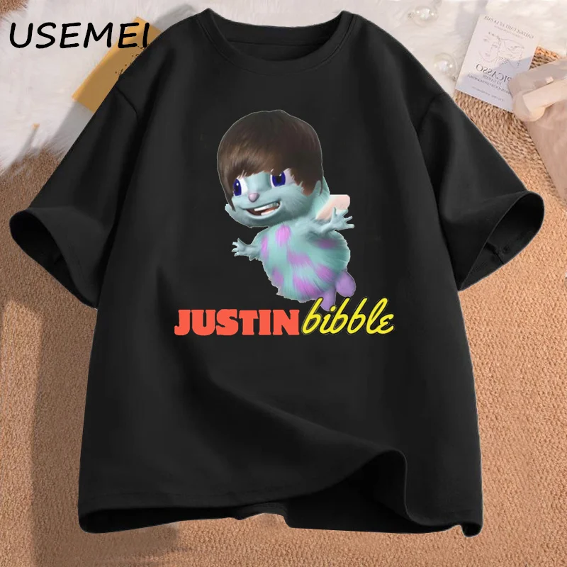Unisex-Justin-Bibble-impresso-algod-o-manga-curta-camiseta-roupas ...