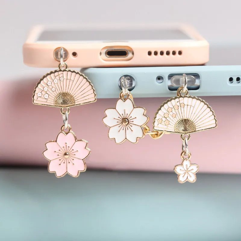 Sakura-Fan-Dust-Plug-Charm-Kawaii-Phone-Anti-Dust-Cap-Cute-Charge-Port ...