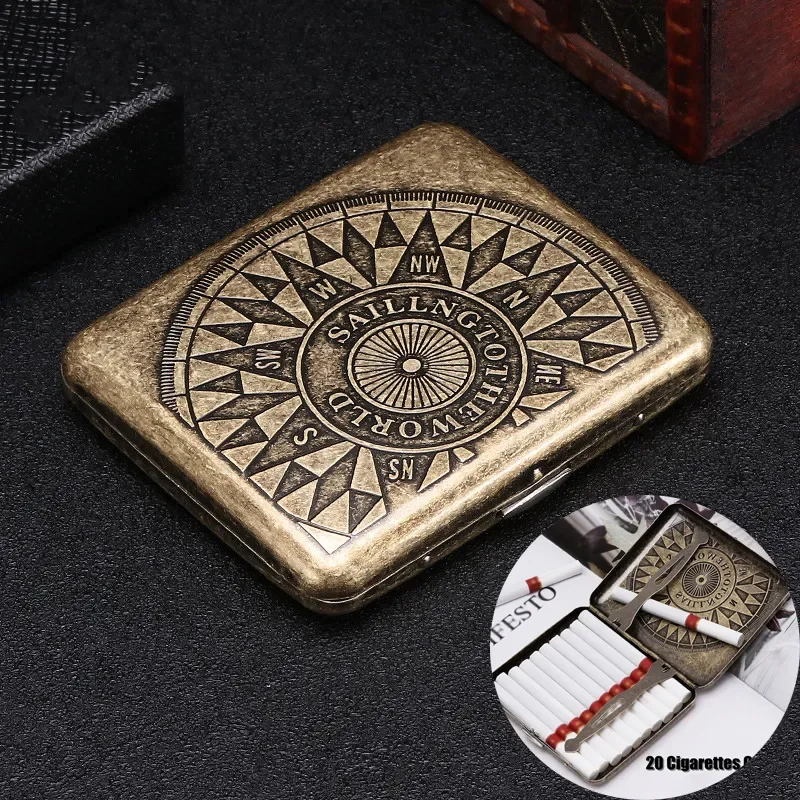 Pocket-Cigarette-Case-20-Capacity-Vintage-Copper-Smoking-Box-Tobacco ...