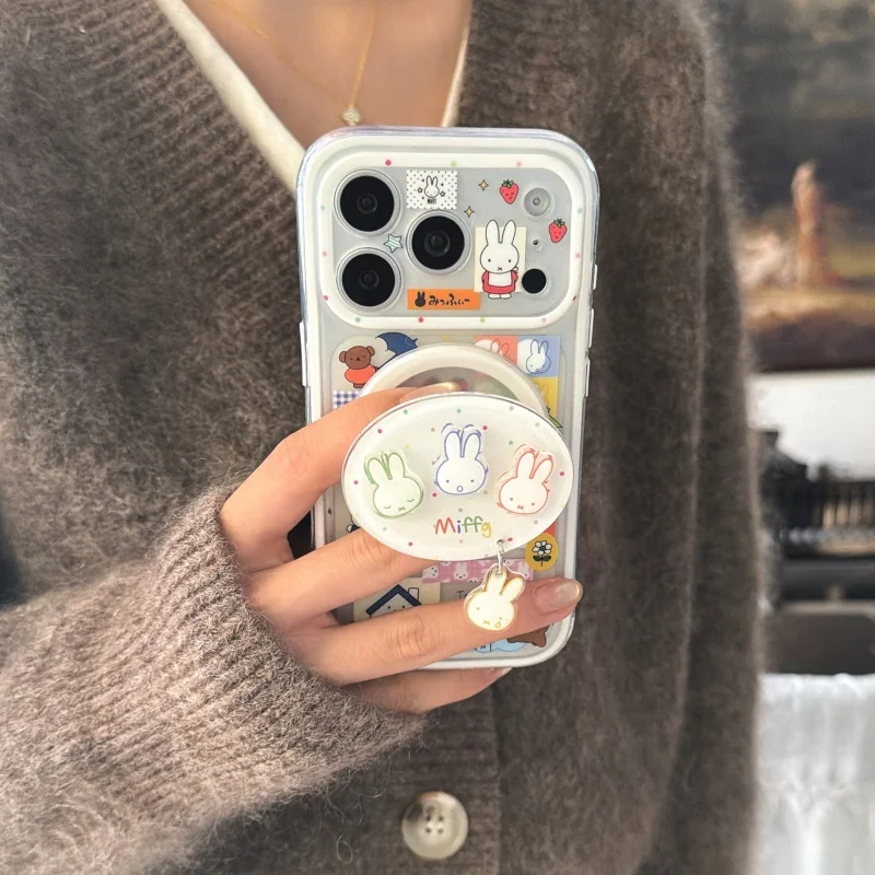 Kawaii Cartoon Miffy Rabbit Magnetic Phone Case For iPhone 17 Pro 14 15 ...
