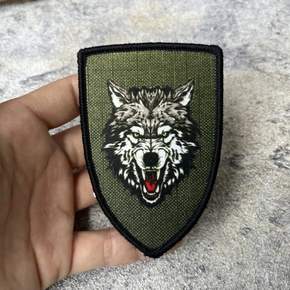 "Wolf" Animal Wolf Printed Hook Loop Backpack Sticker for Clothing ...