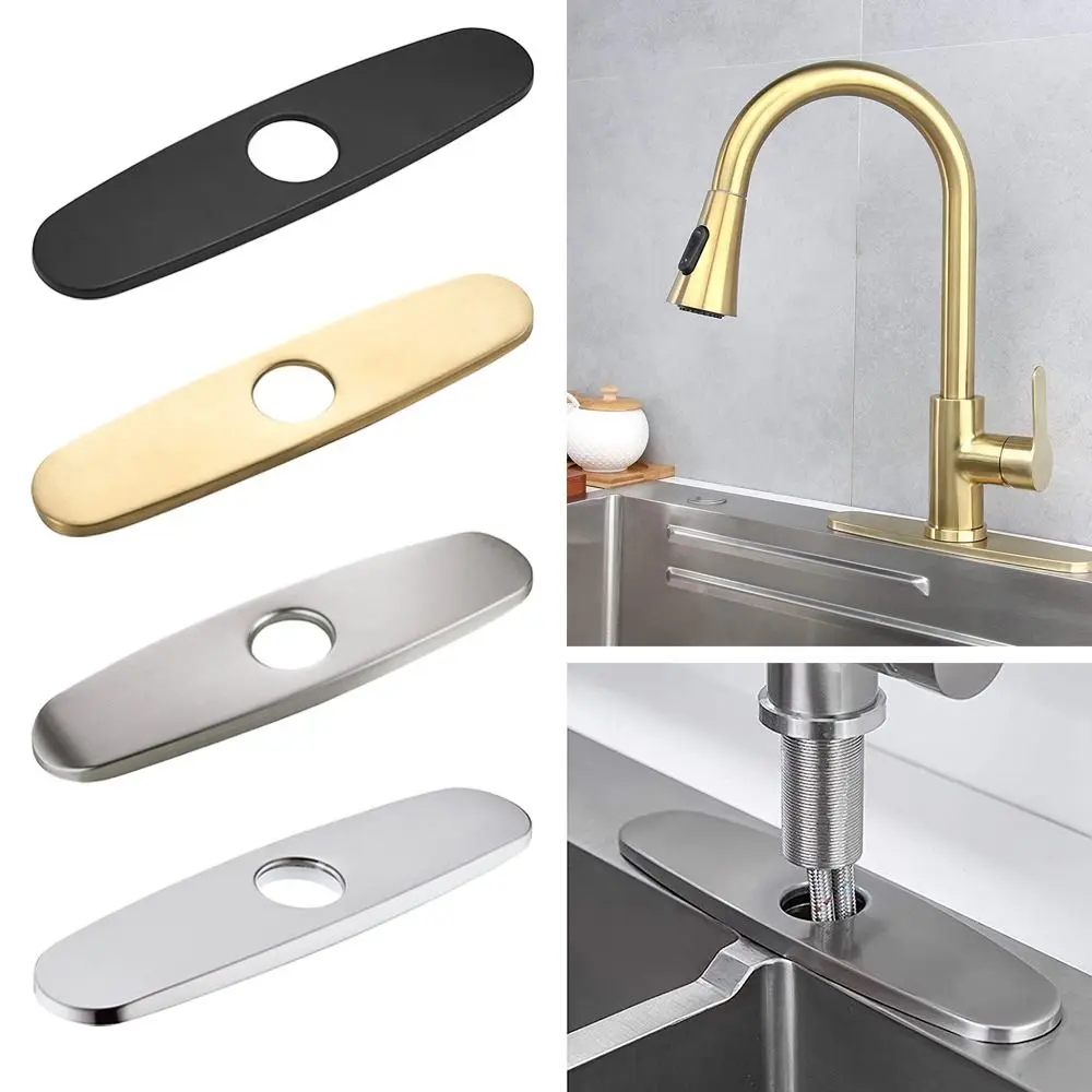 1PC Faucet Plate Hole Tap Cover Deck Plate Stainless Steel Bathroom ...