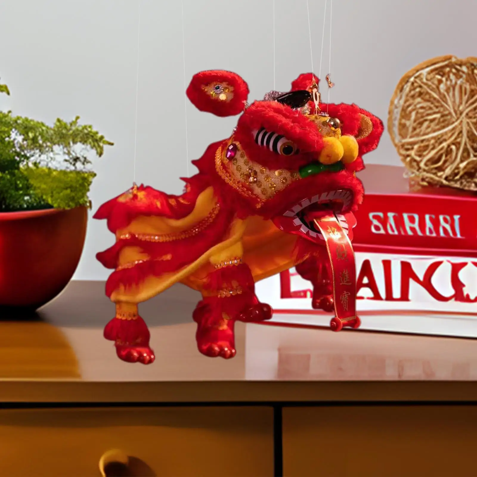 Chinese Marionette Lion Toy Creative String Lion Dance Puppet Lion ...