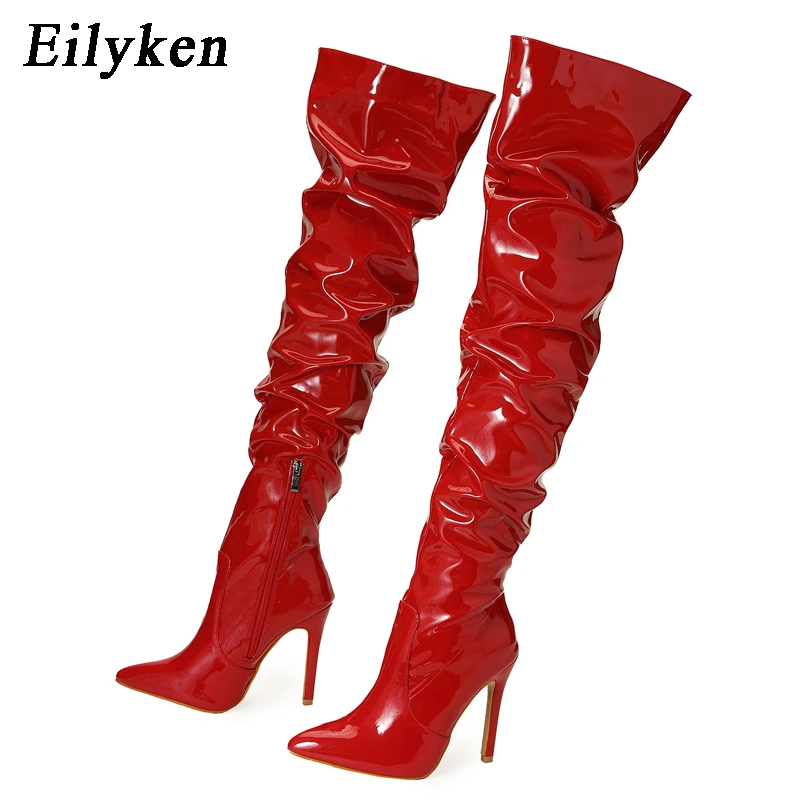 Patent Leather Thigh High Boots Women 2022 | Red Patent Leather Thigh ...