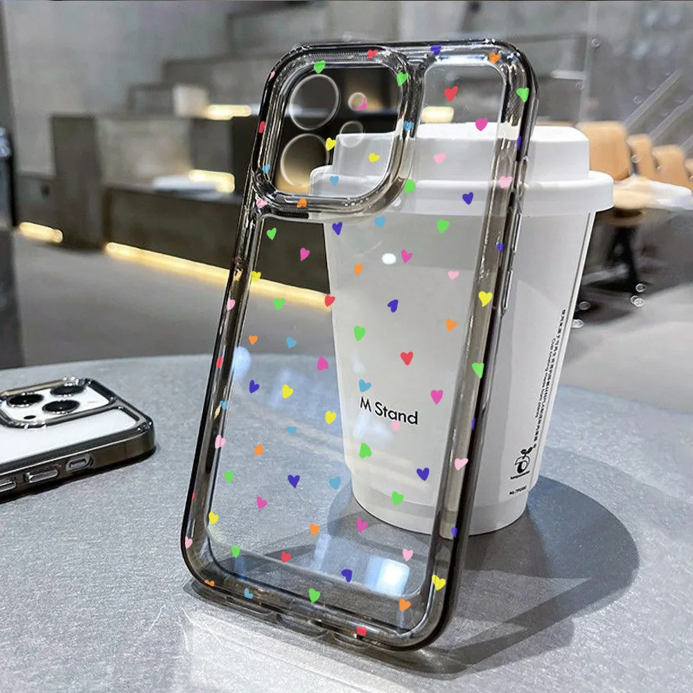 Love Heart Clear Phone Case For iPhone 15 Pro Case iPhone 13 11 12 14 ...