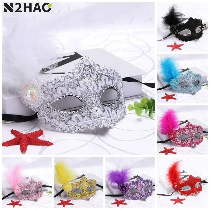 Elegant-Luxury-Venetian-Masquerade-Feather-Lace-Mask-Women-Girls-Sexy ...