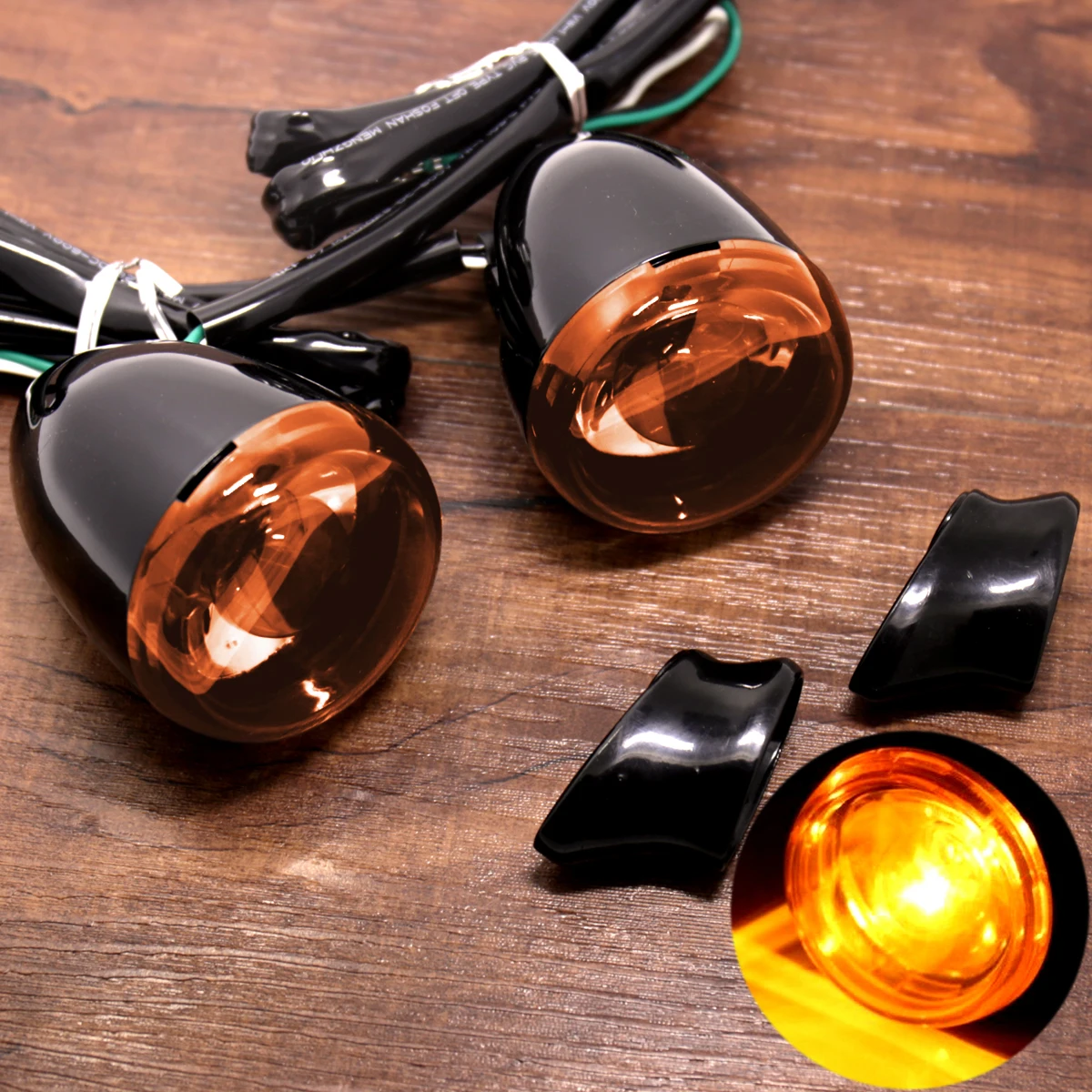 Rear Black Bullet Orange Turn Signals&short Bracket For Harley Dyna ...