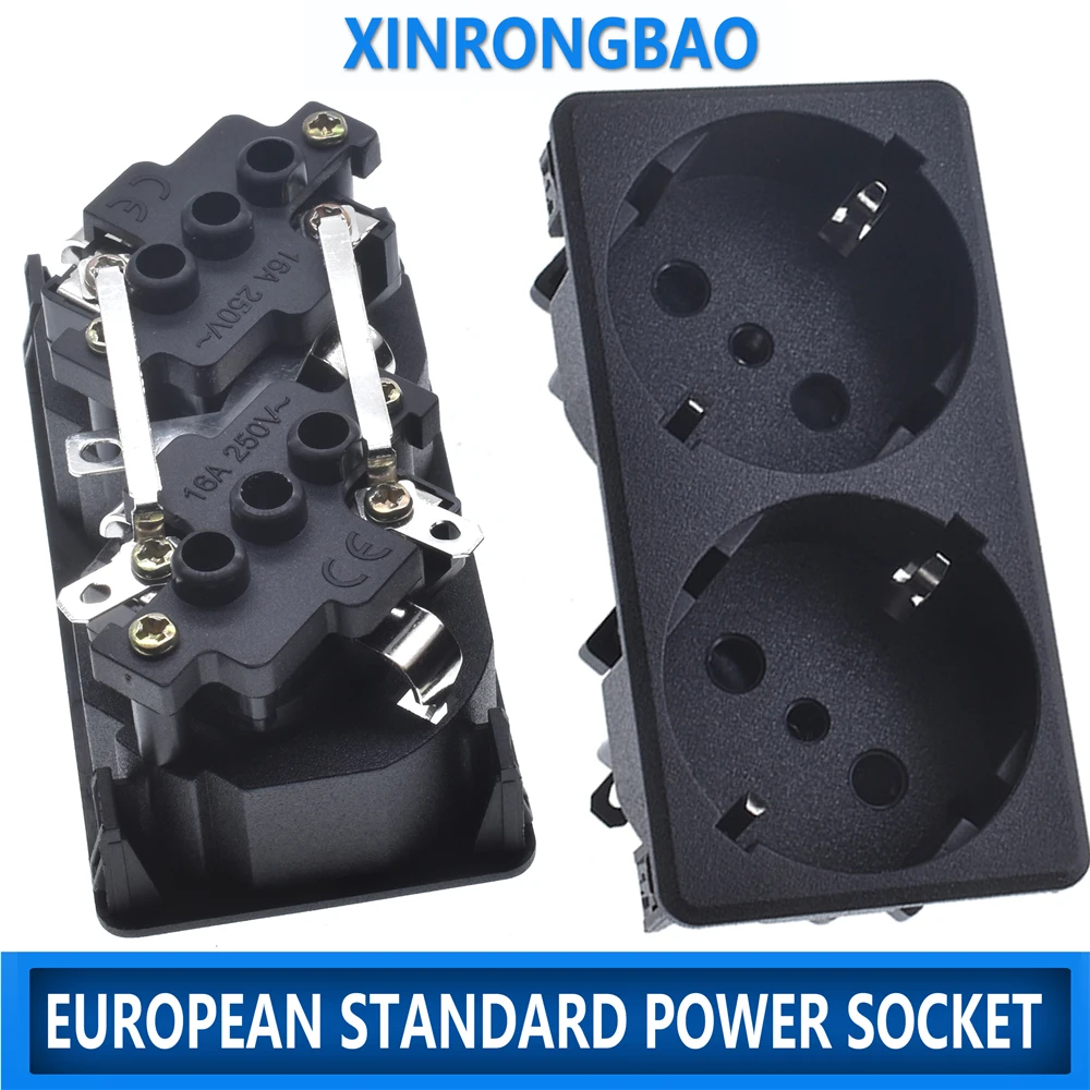 EU-European-standard-power-socket-plug-Double-2-group-panel-16A-power ...