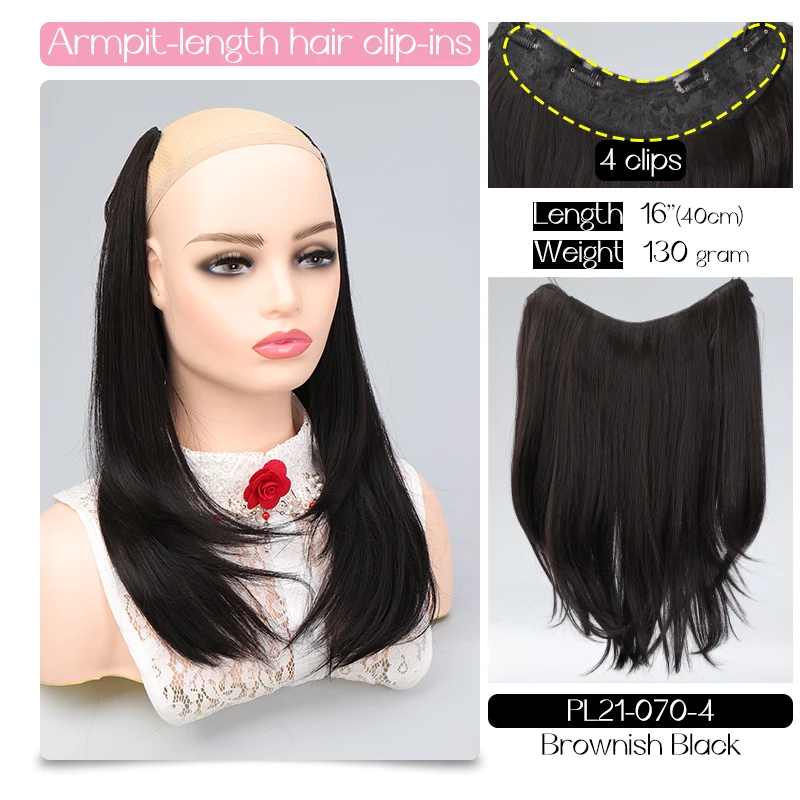 Synthetic 1pc U shape clip on hair extension
