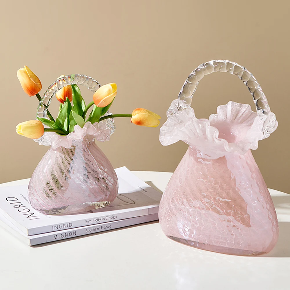 Creative-Flower-Basket-Glass-Vase-Modern-Home-Living-Room-Decoration ...