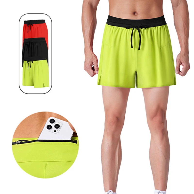 (XS-4XL)Unisex Marathon Running Shorts Quick Dry Athletic 3-inch Loose ...