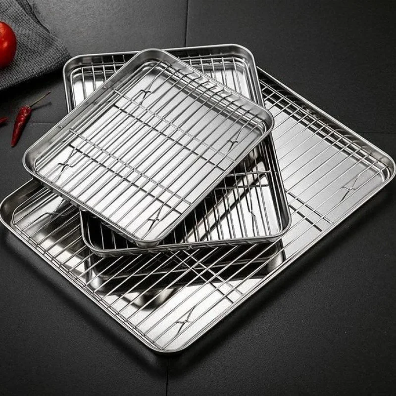 304-Stainless-Steel-cake-Baking-BBQ-Pan-Tray-plate-Oven-brownie-Baking ...
