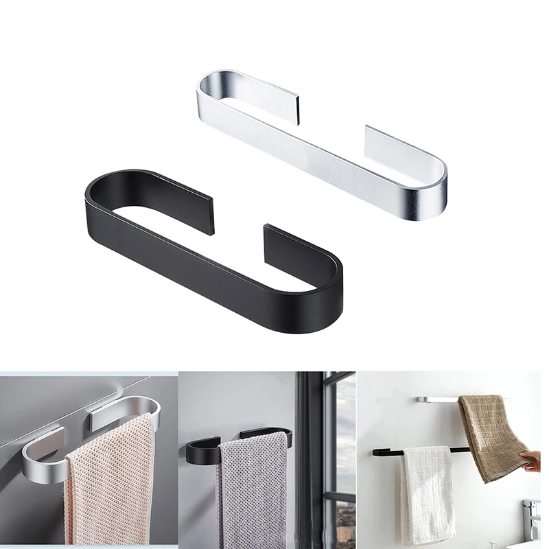 Towel-Rail-Rack-Toilet-Paper-Holder-Nail-Free-Tissue-Shelf-Hanger-Black ...