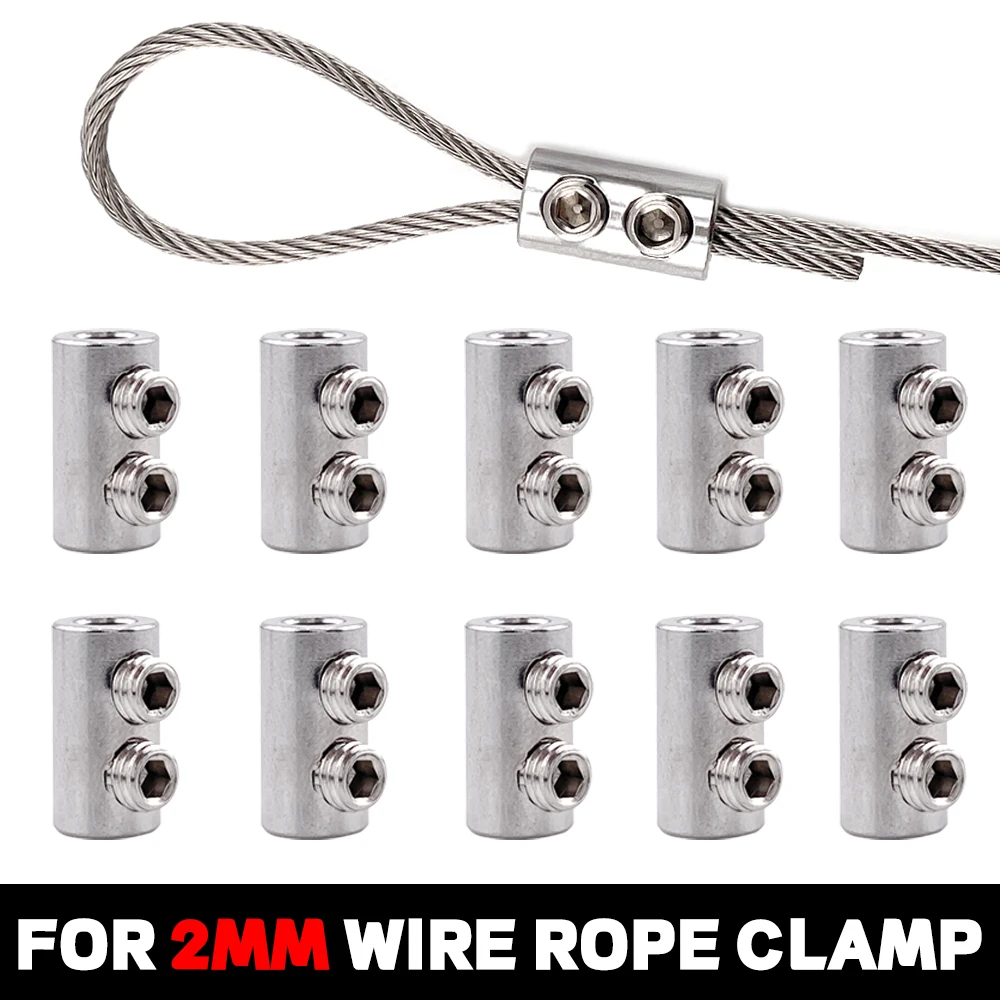 10-100PCS-For-2mm-Steel-Wire-Cable-Clamp-Double-Hole-Thread-Locker ...