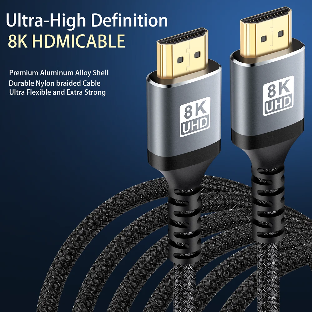 HDMI 8K Charge Cable 8K/60Hz HMDI 2.1 Weave Cable 48Gbps For HDTV ...