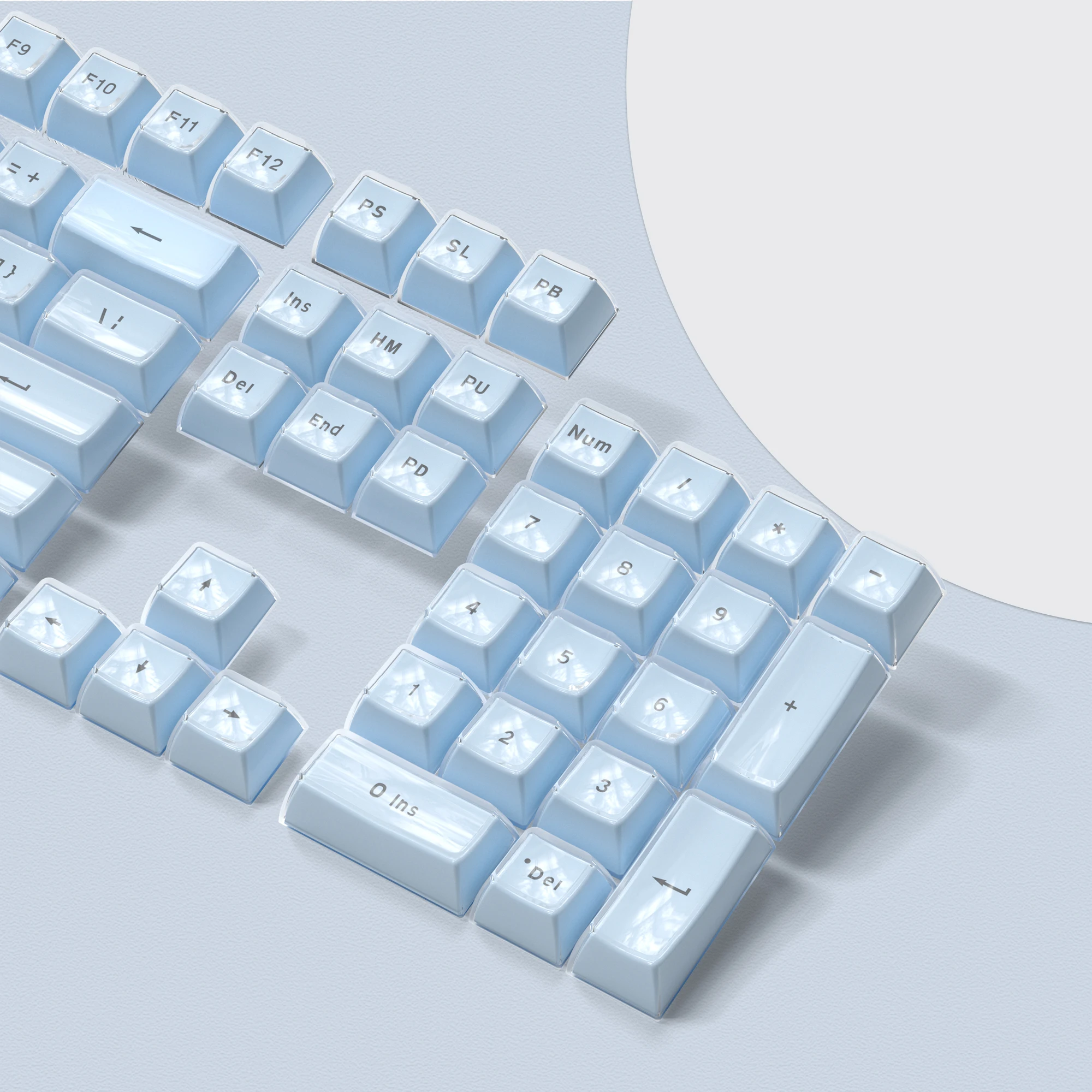 113-Key-Blue-Jelly-Top-Print-OEM-Profile-Keycap-Ice-Crystal-Translucent ...