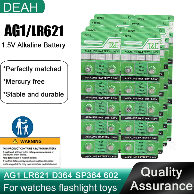 1.5V Bateria Alcalina AG1 LR621 SR621 SR621SW 364 TR621 LR621W SR60 LR60 364 531 Para Brinquedos ...