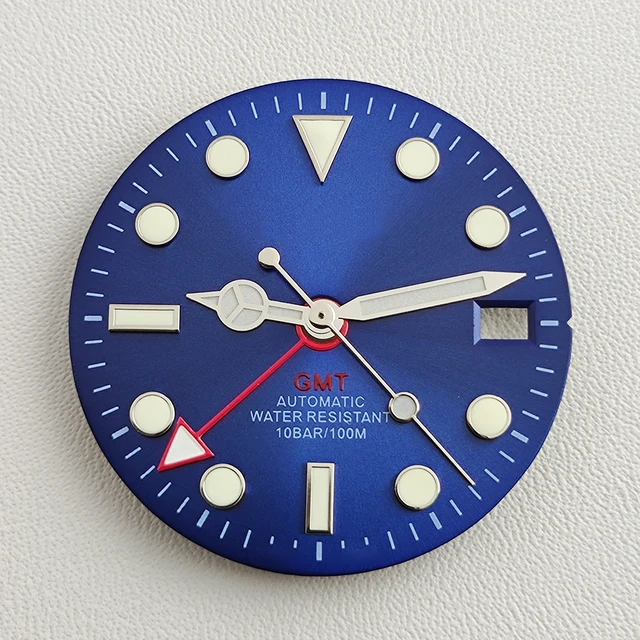 NH34 dial NH34 hands 29mm GMT Four Hands Green Luminous Watch Dial for ...