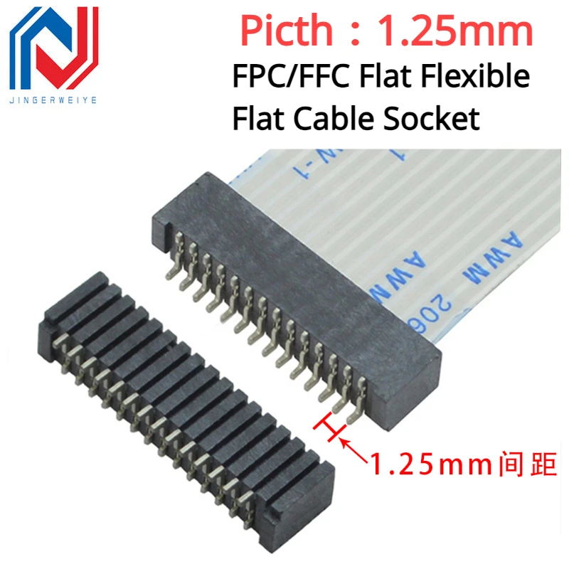 10Pc FPC/FFC Flat Flexible Flat Cable Socket 1.25mm Spacing Double ...