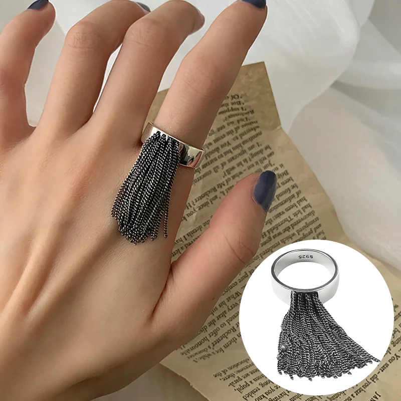 1Pcs Fashion Tassel Opening Rings Adjustable Couple Ring Unisex Personality Wedding Birthday ...