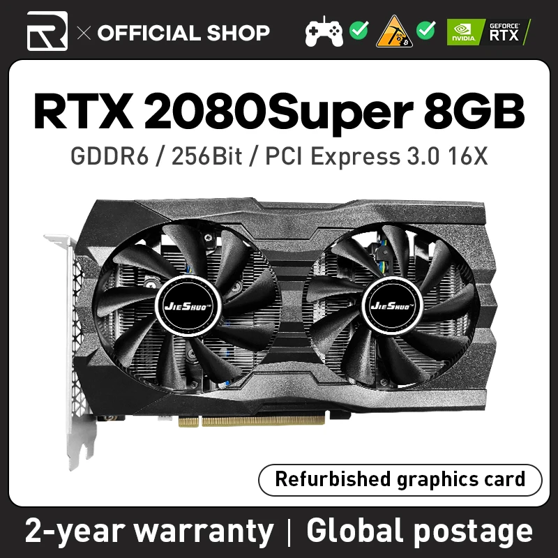 JIESHUO-tarjeta gráfica RTX 2080 Super 8GB para juegos de ordenador, versión de Chip para ...