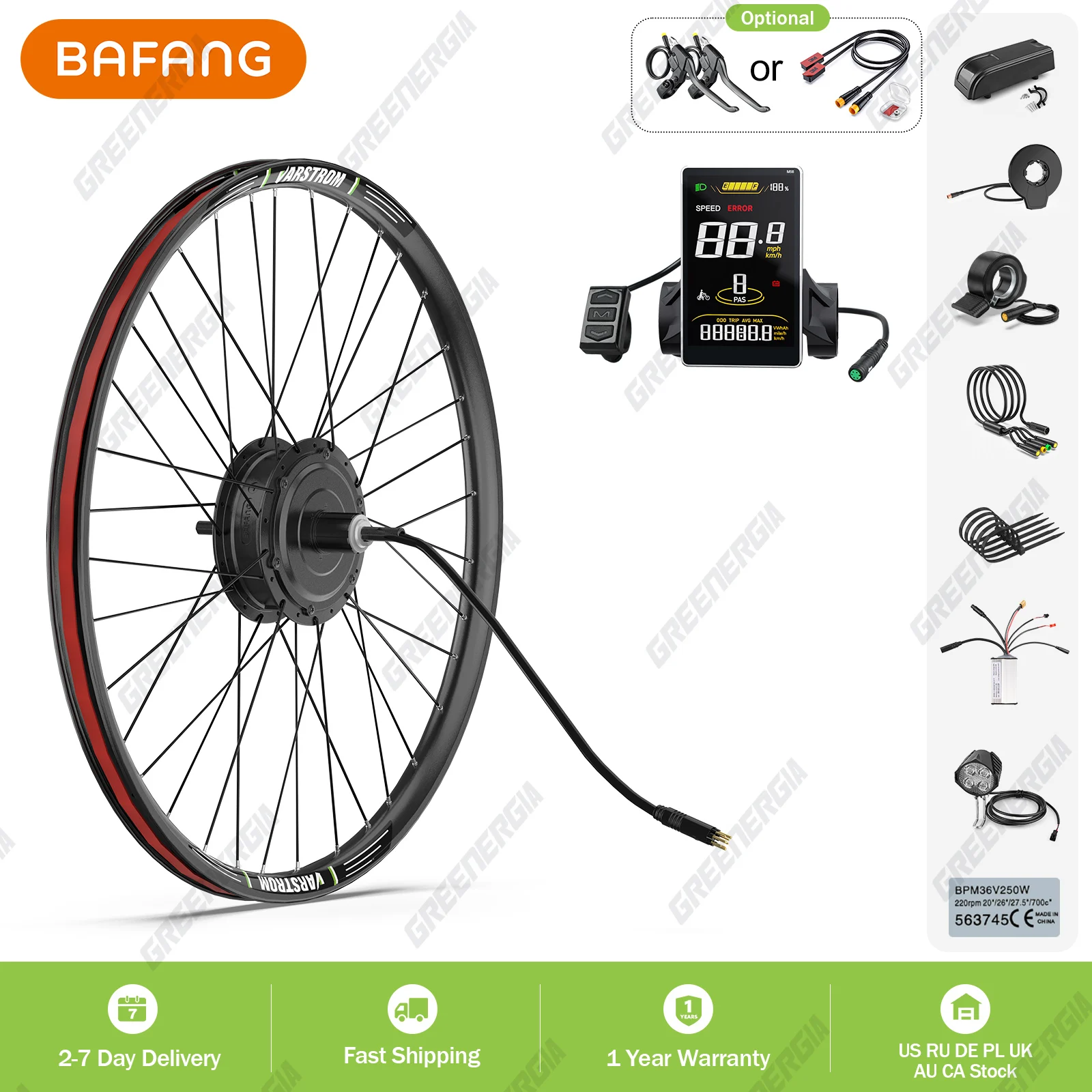 Bafang 48V 500W Front Rear Hub Motor Brushless Gear Bicycle Electric ...