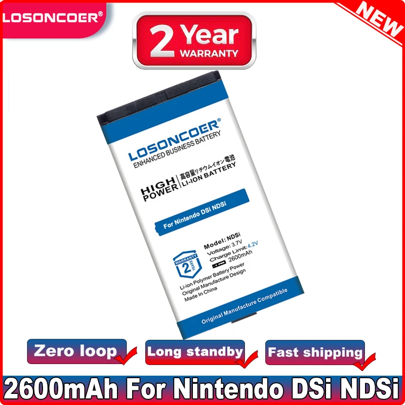 Losoncoer Dsi Ndsi 2600mah Battery For Nintendo Dsi Ndsi Twl-003 ...