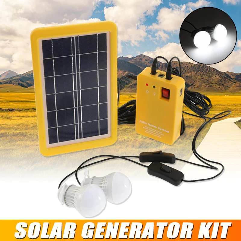 3W-Solar-Panel-Emergency-Light-Kit-Solar-Generator-4-Heads-USB-Charger ...