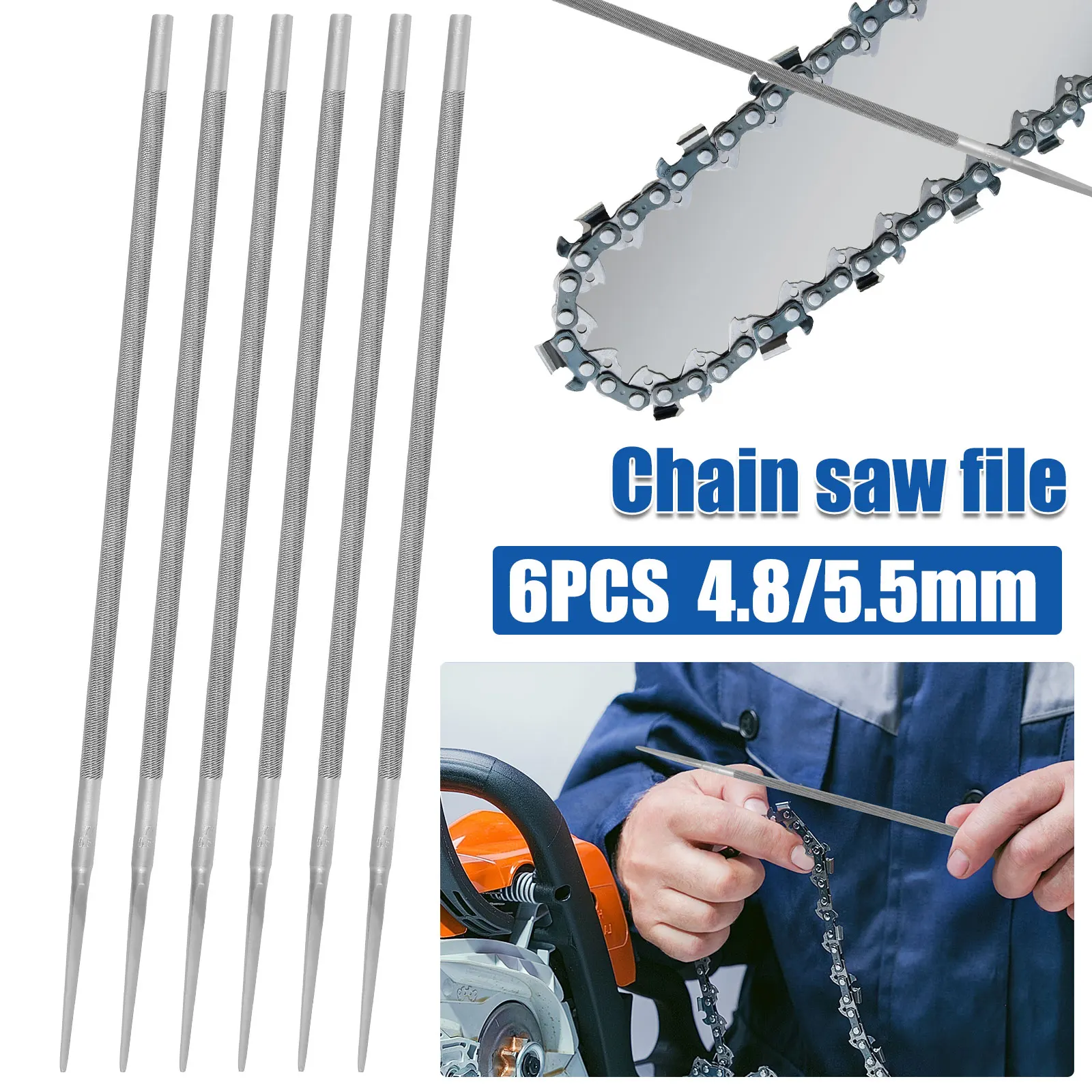 6Pcs-Chainsaw-Sharpener-Files-Carbon-Steel-Round-Chain-Saw-Files ...