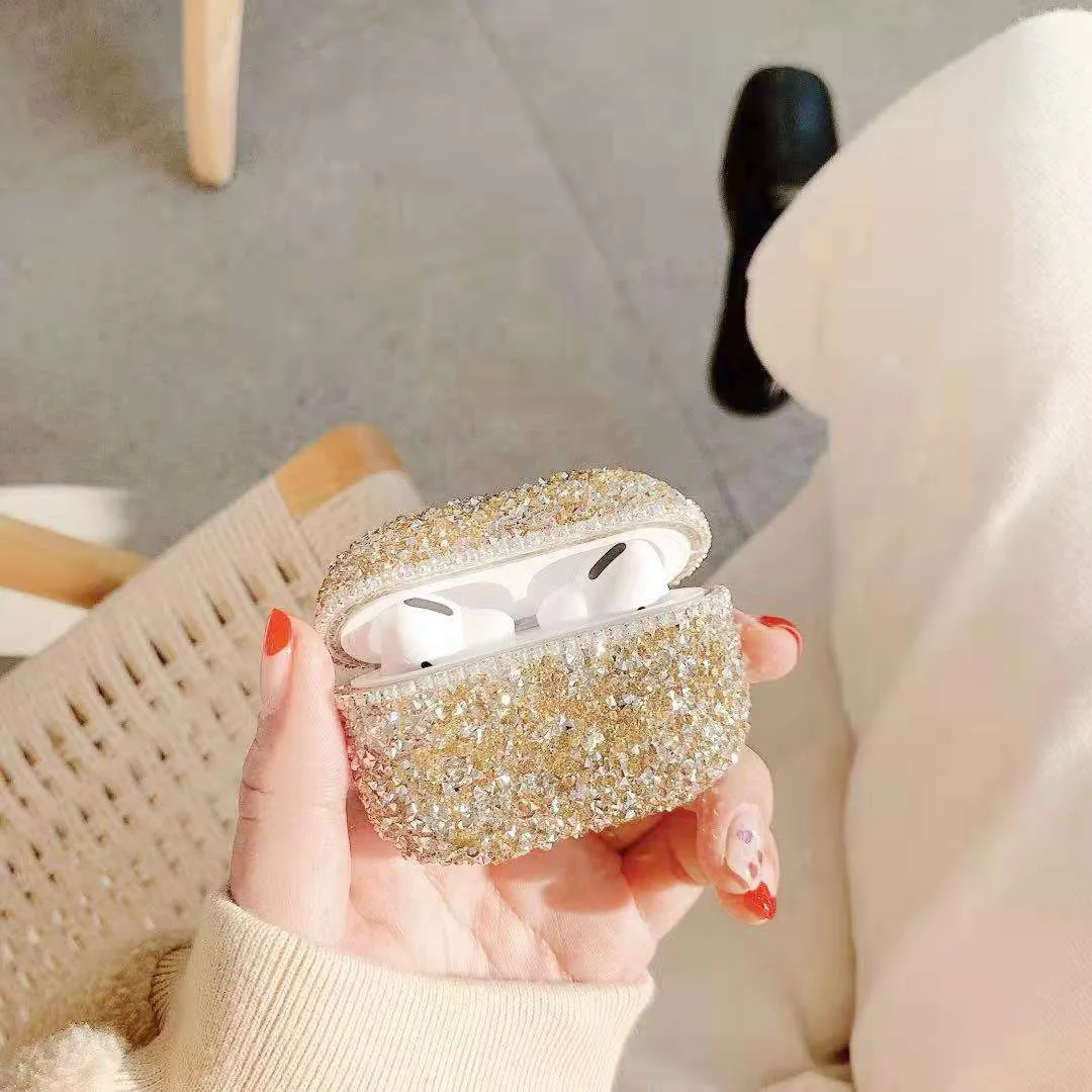 Diamond Luxury Glitter Air Pods 3 Cover For Earphones Airpods Case Gold ...